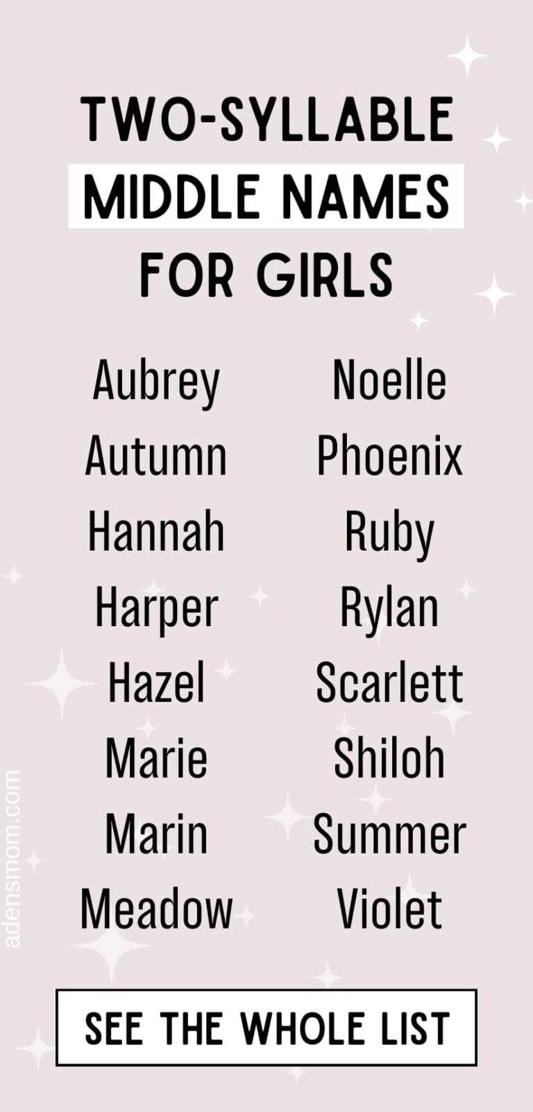 2 Syllable Middle Name for Claire